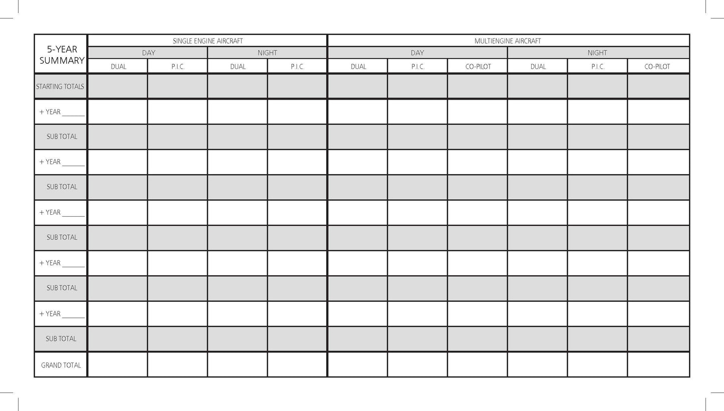 Professional Pilot Logbook w/ Wide Columns (NEW Revised and Improved E ...